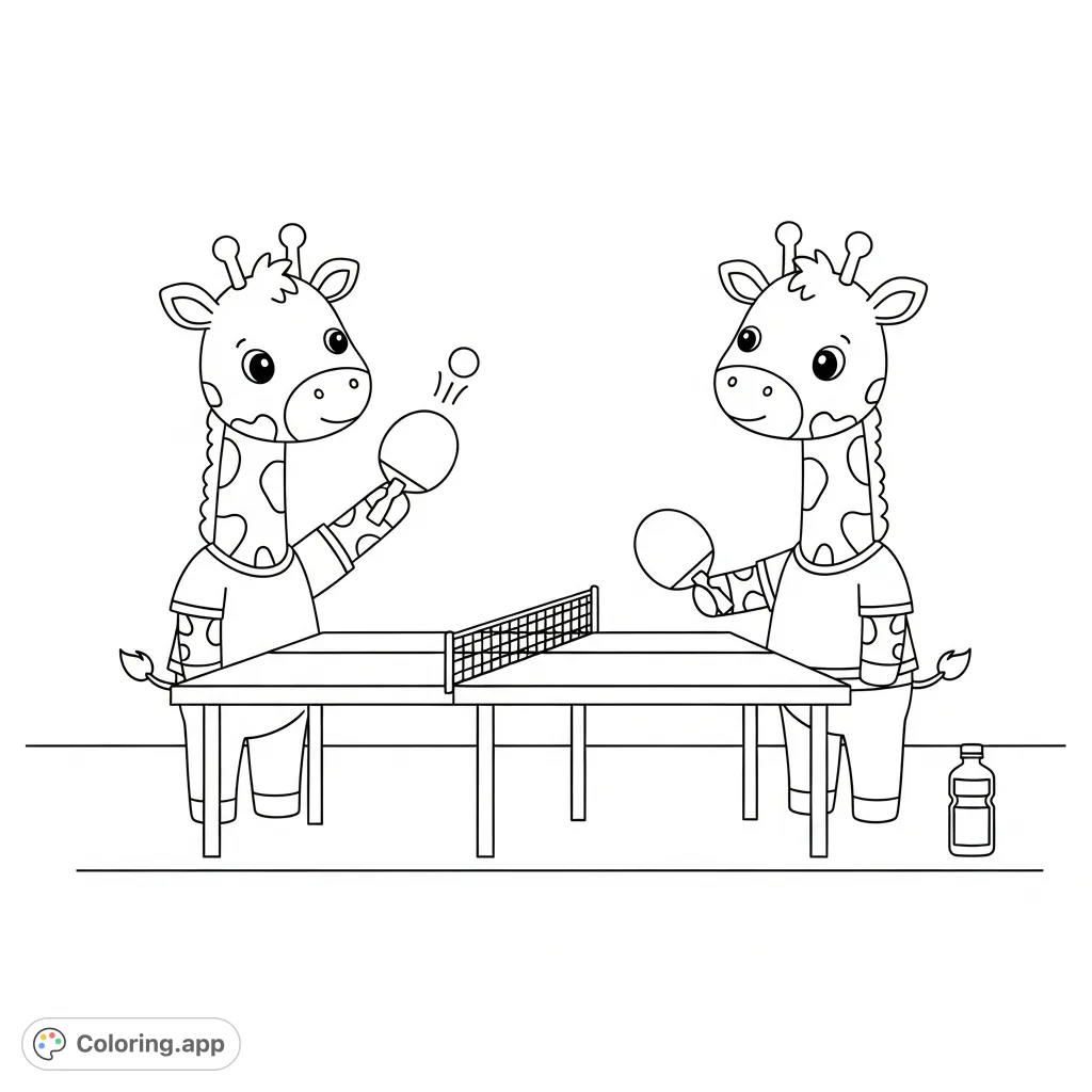 Kawaii Giraffes Ping Pong - Coloring.app