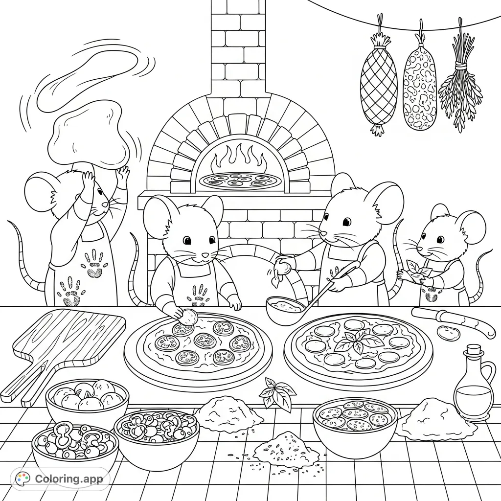 Kawaii Pizza Makers' Pizzeria - Coloring.app