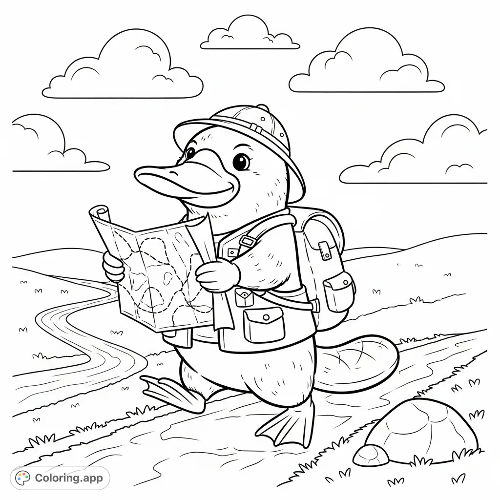 Kawaii Platypus Explorer Journey - Coloring.app