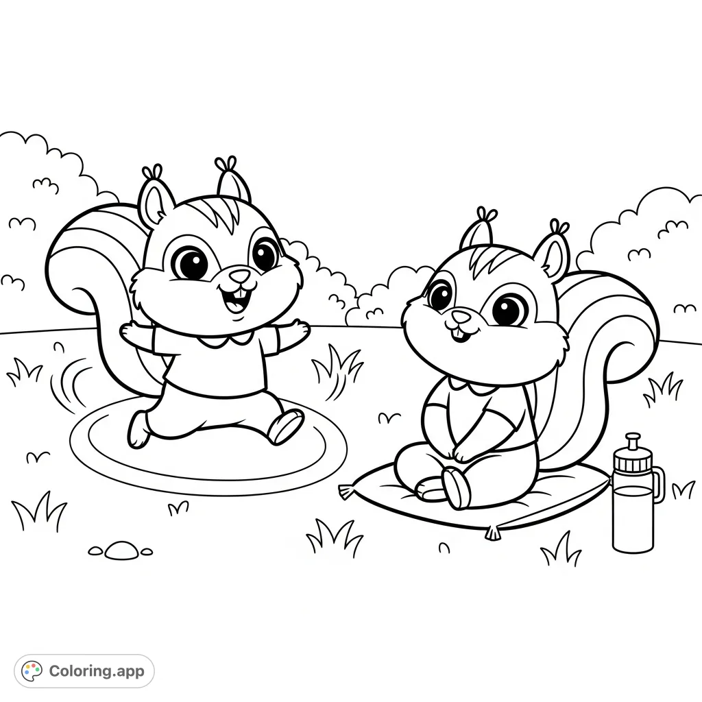 Kawaii Squirrels Playtime - Coloring.app