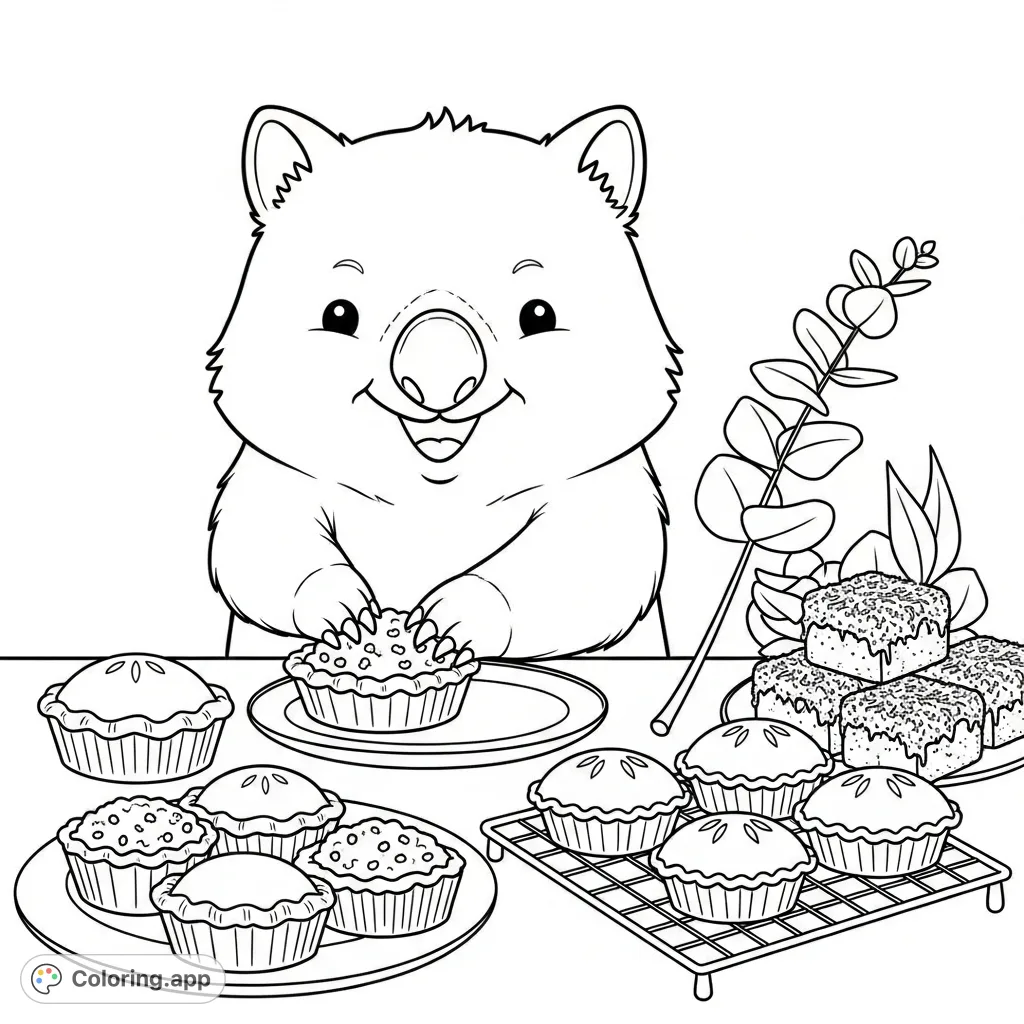 Kawaii Wombat Bakery - Coloring.app