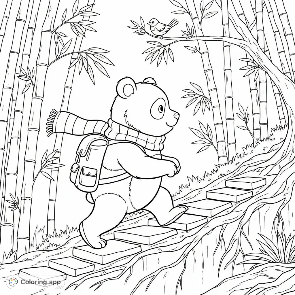 Panda's Cozy Forest Journey - Coloring.app