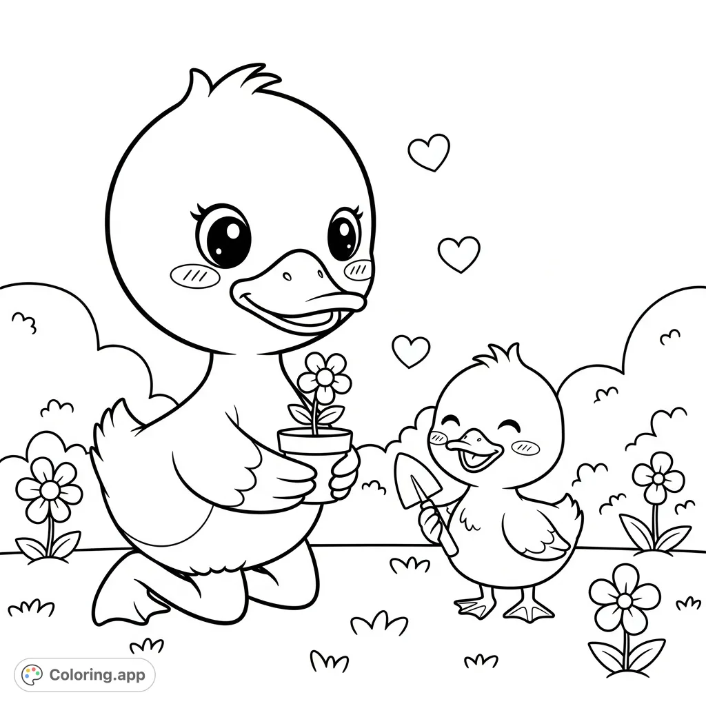 Sweet Duck Family Garden - Coloring.app