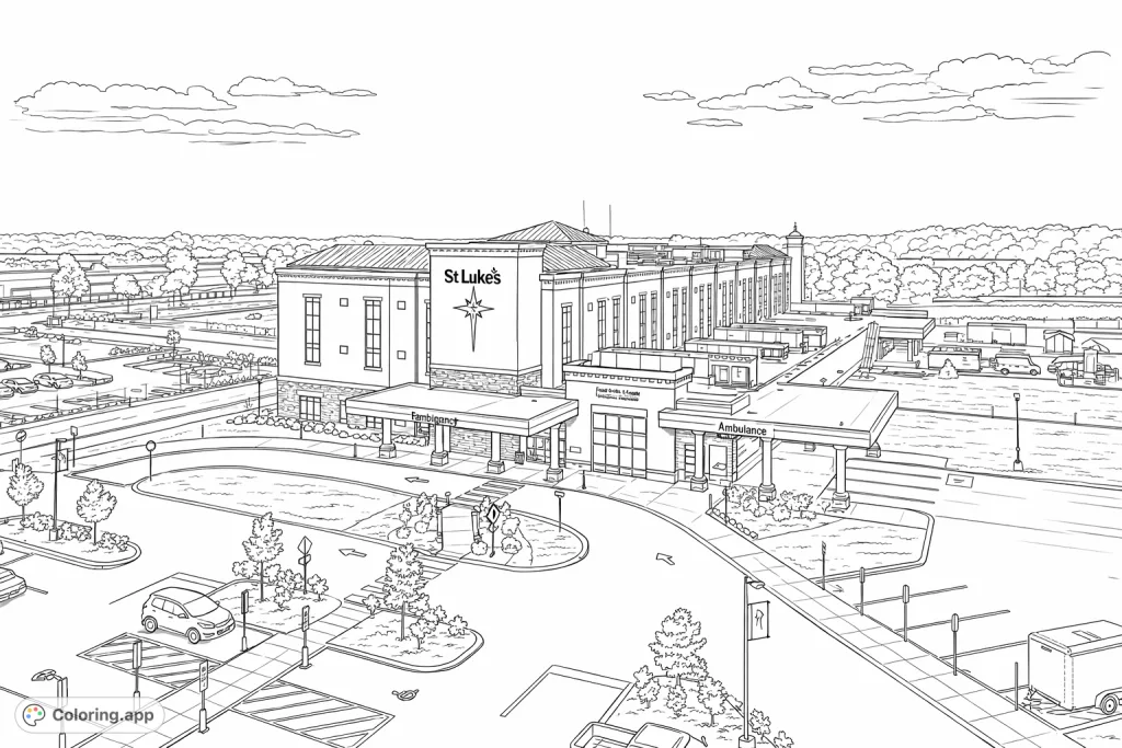 Community Hospital Building - Coloring.app