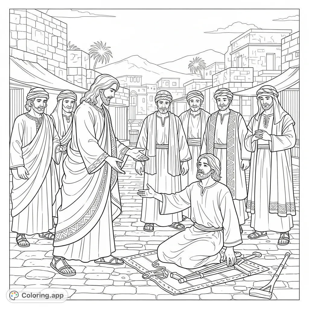 Jesus Heals the Lame - Coloring.app