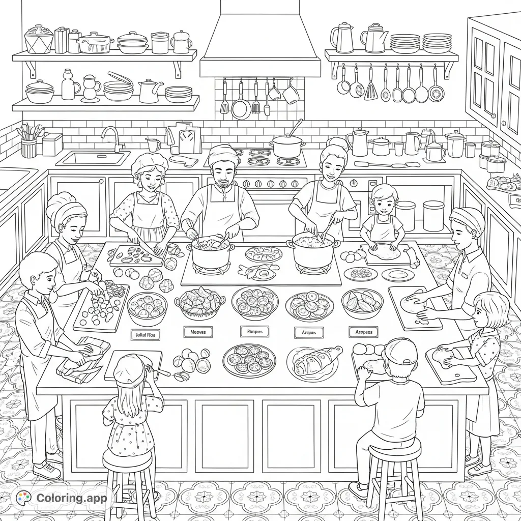 Community Kitchen Culinary Scene - Coloring.app