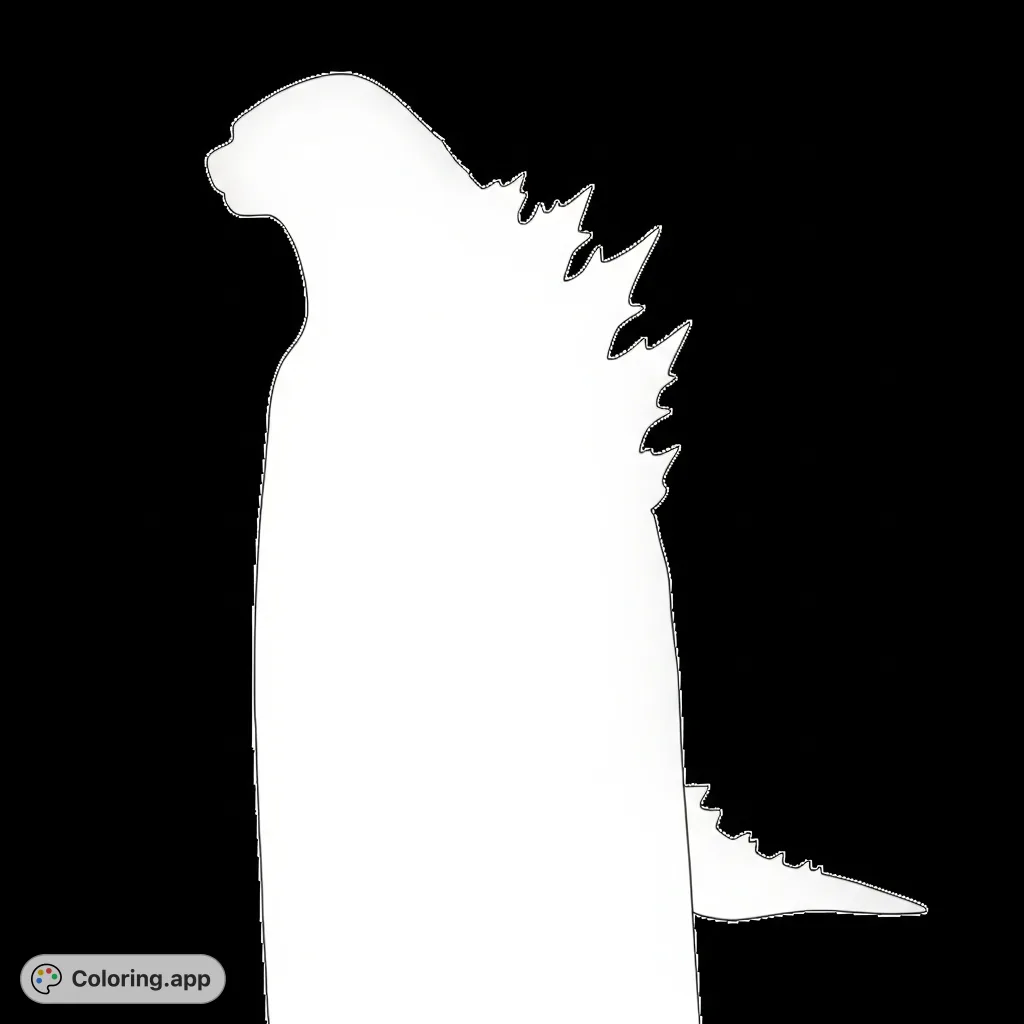 Godzilla Silhouette Outline - Coloring.app
