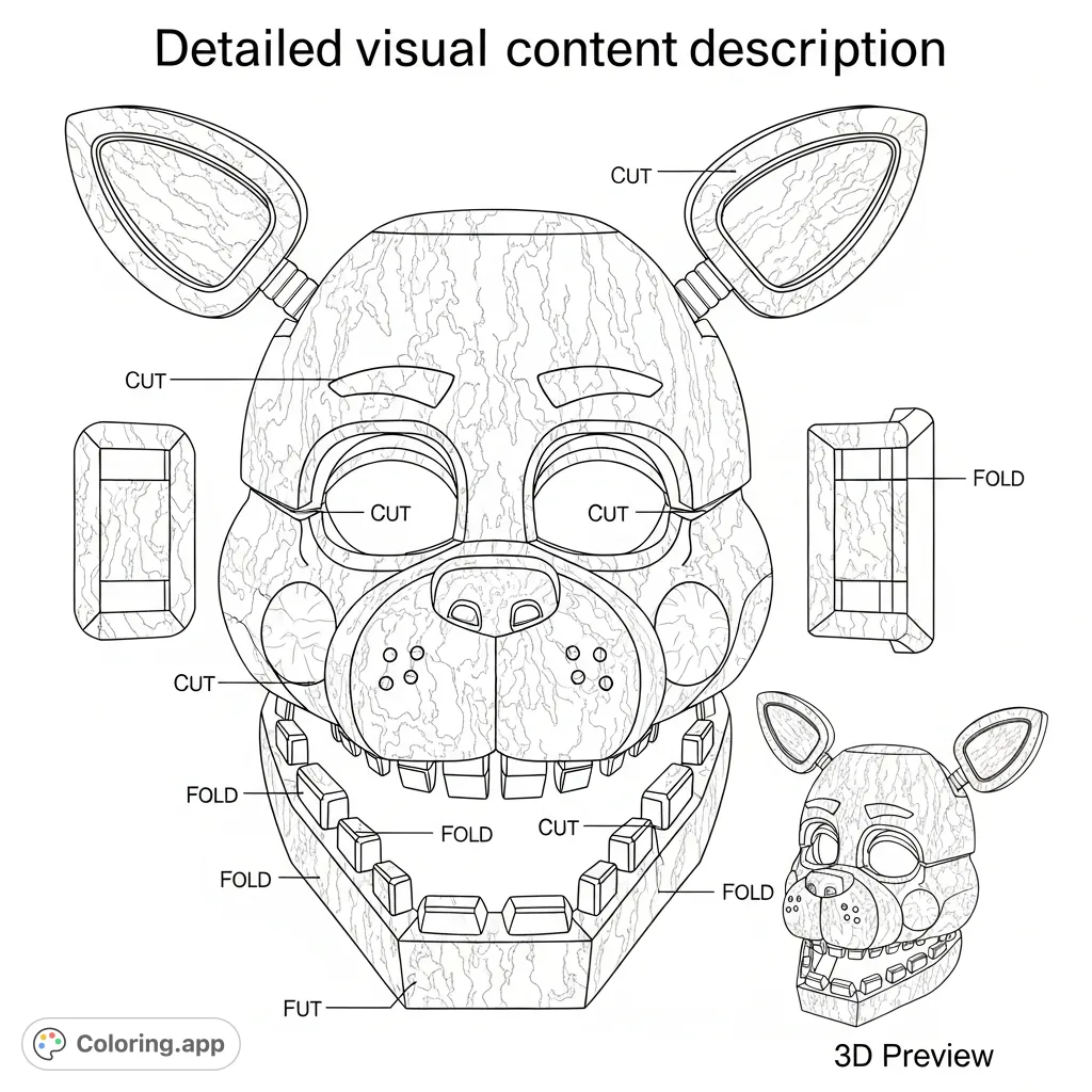 Springtrap 3D Mask Template - Coloring.app