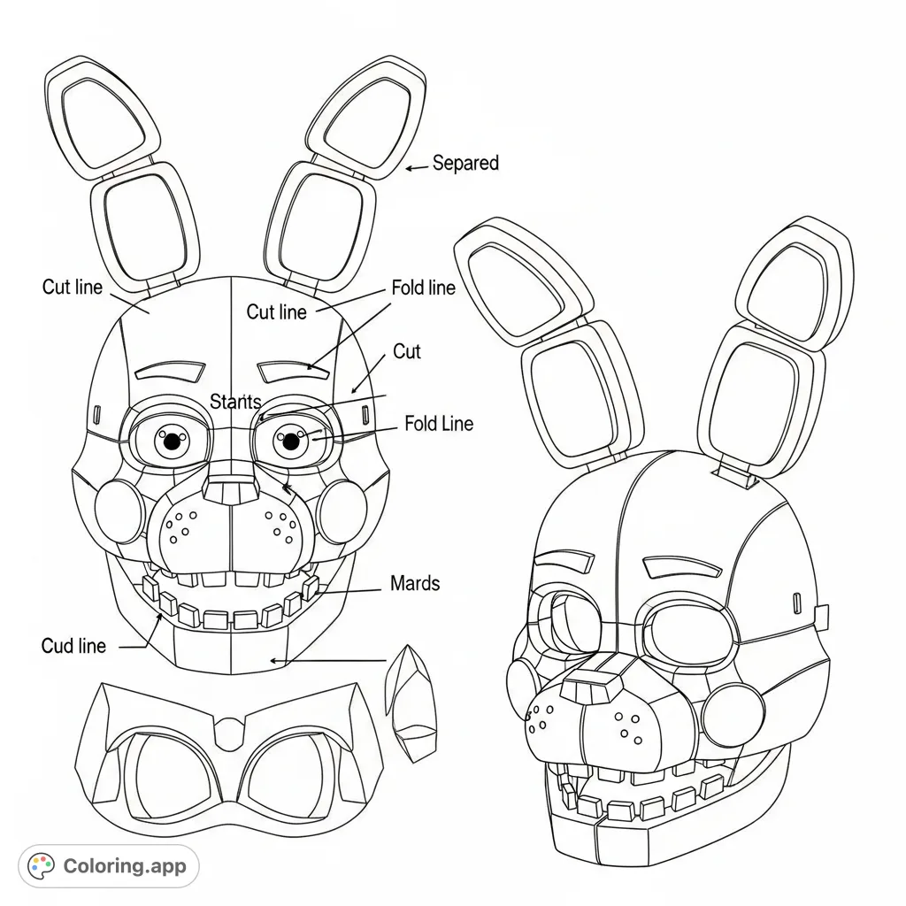 Springtrap Mask Craft Template - Coloring.app