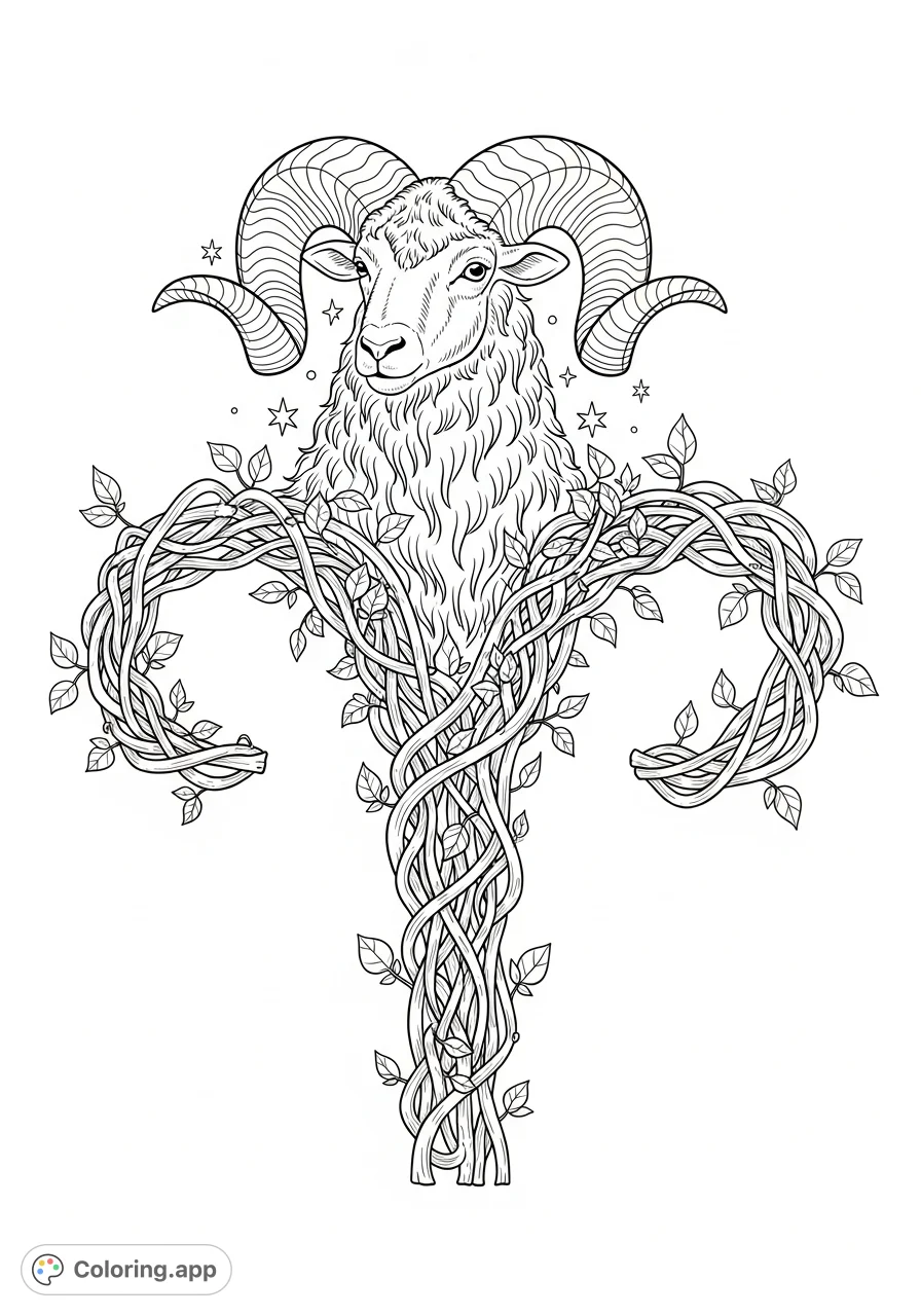 Aries Ram Vine Symbol - Coloring.app