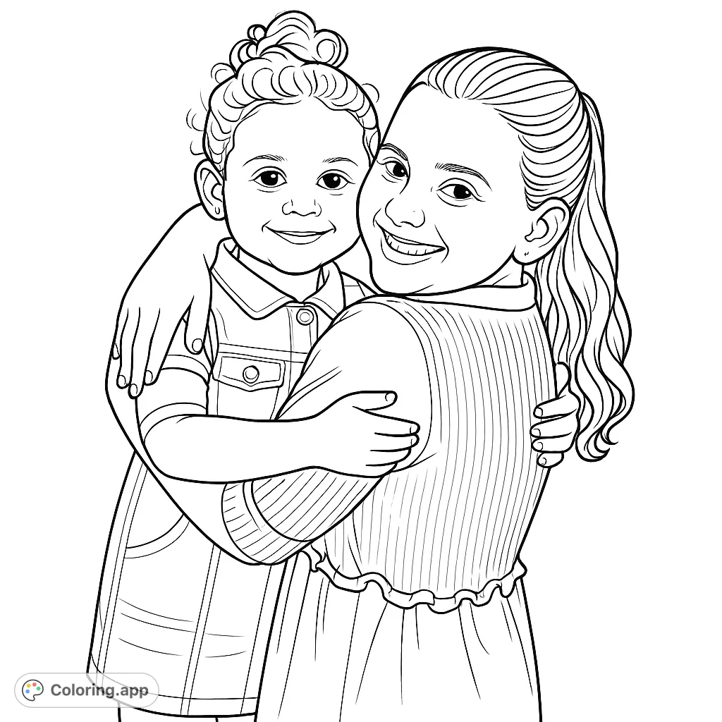 people hugging coloring page