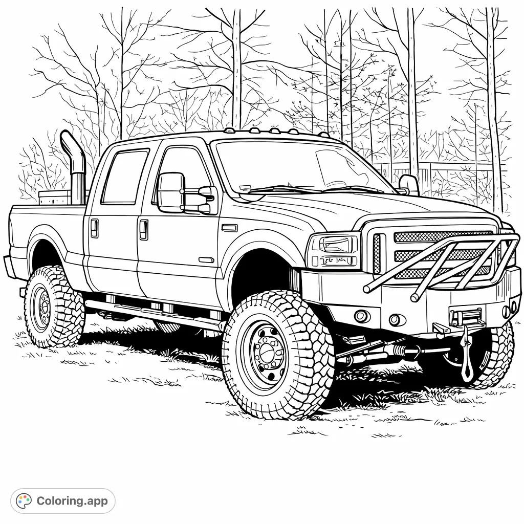Powerful Dually Pickup Truck - Coloring.app