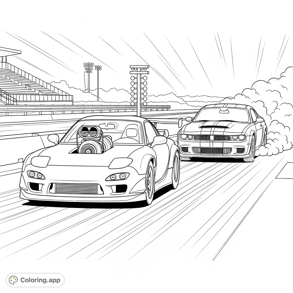 RX7 Hellcat Drag Race - Coloring.app