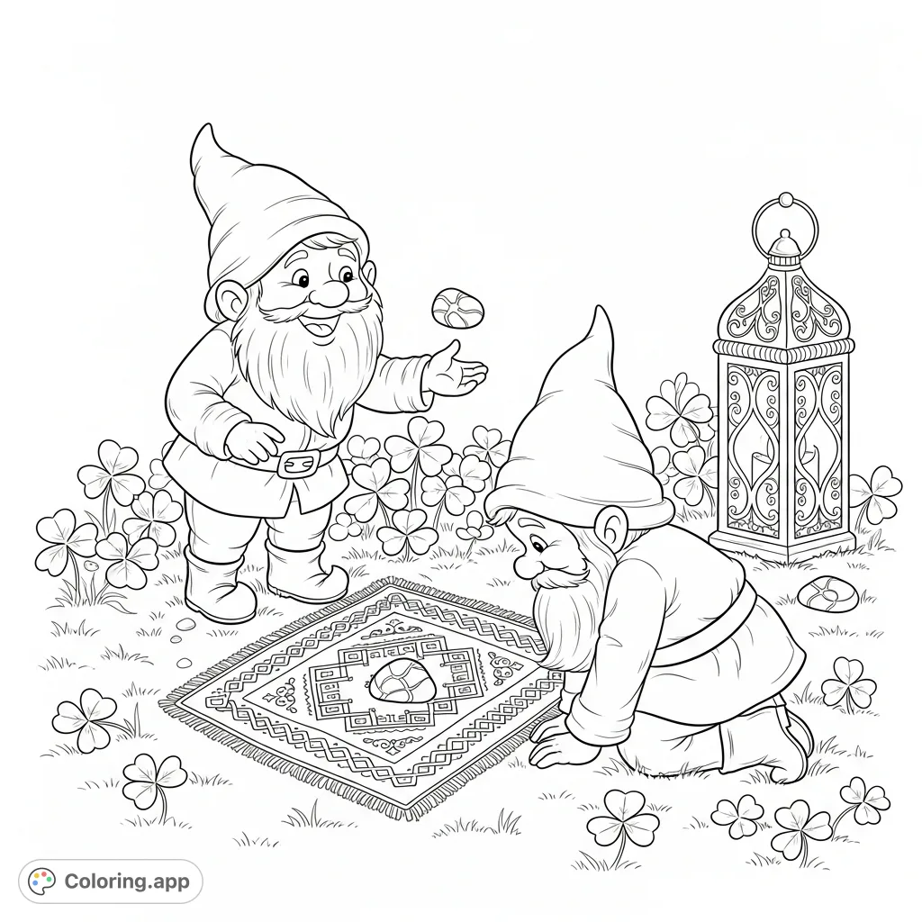 Gnomes Playing Stone Toss - Coloring.app