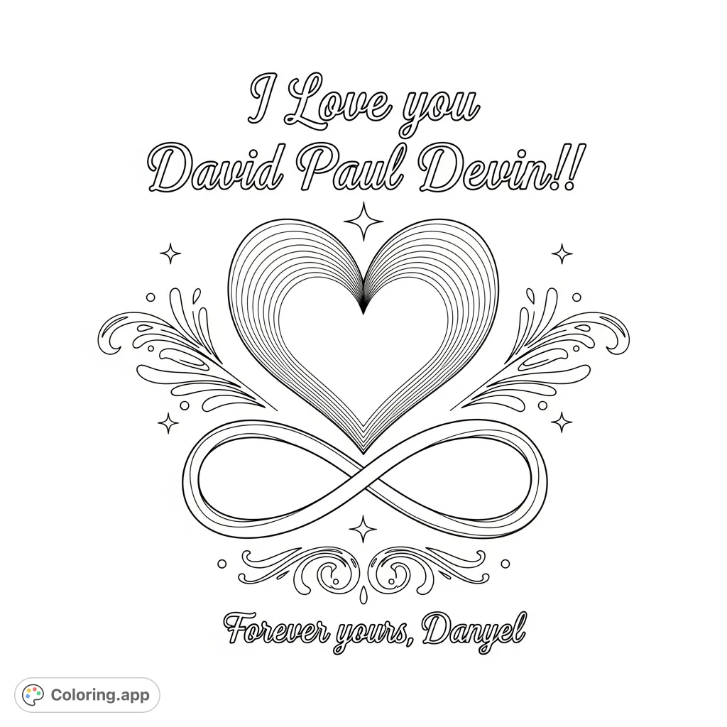 Heart and Infinity Message - Coloring.app