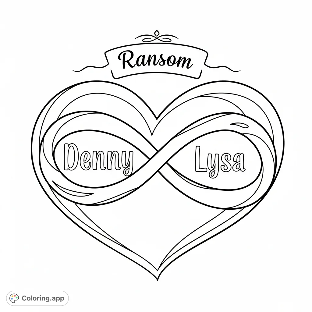 Personalized Infinity Heart Names - Coloring.app