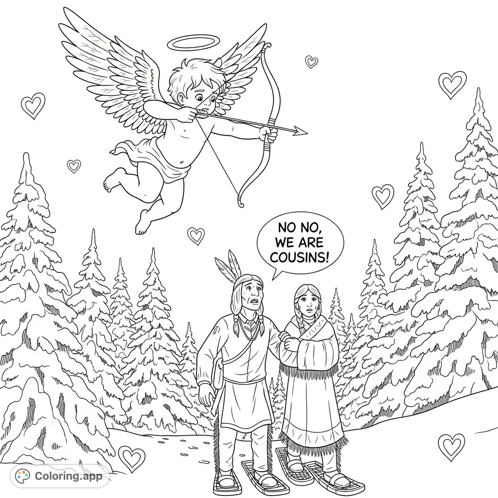 Cousins in the Snowy Forest - Coloring.app