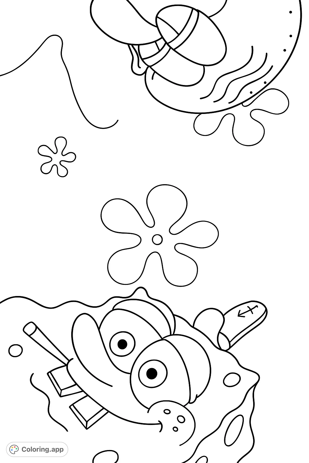 Cartoon Characters Underwater Scene - Coloring.app