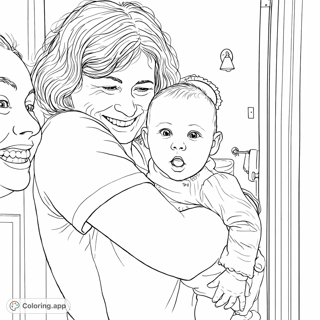 Joyful Family Baby Hug - Coloring.app