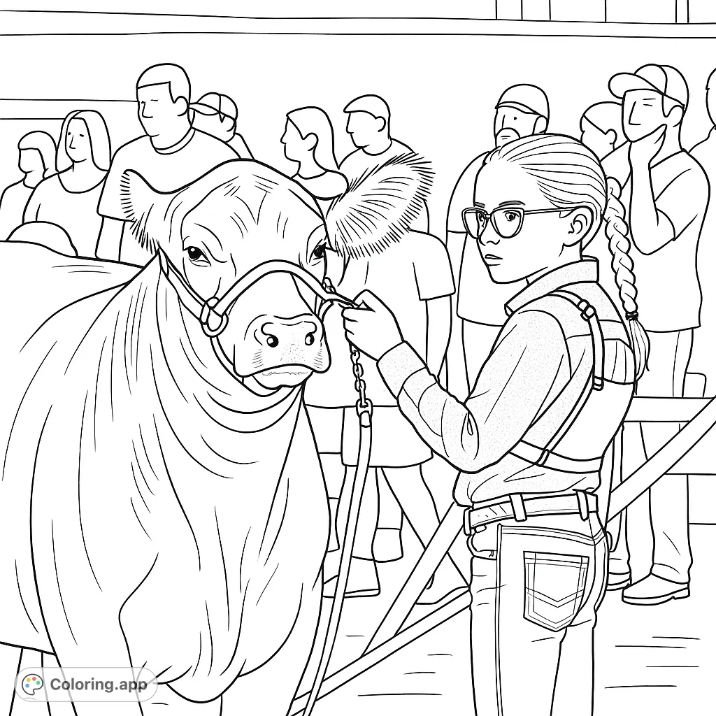 Young Handler and Show Bovine - Coloring.app