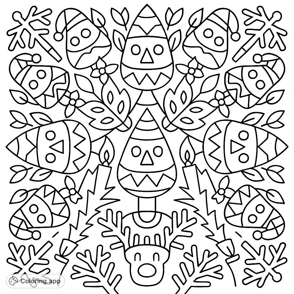 Festive Winter Mandala Design - Coloring.app