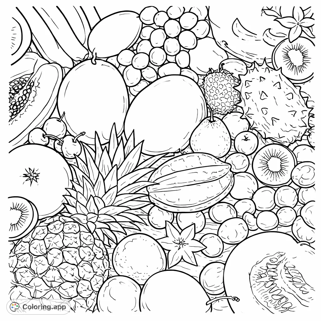 Exotic Fruit Abundance - Coloring.app