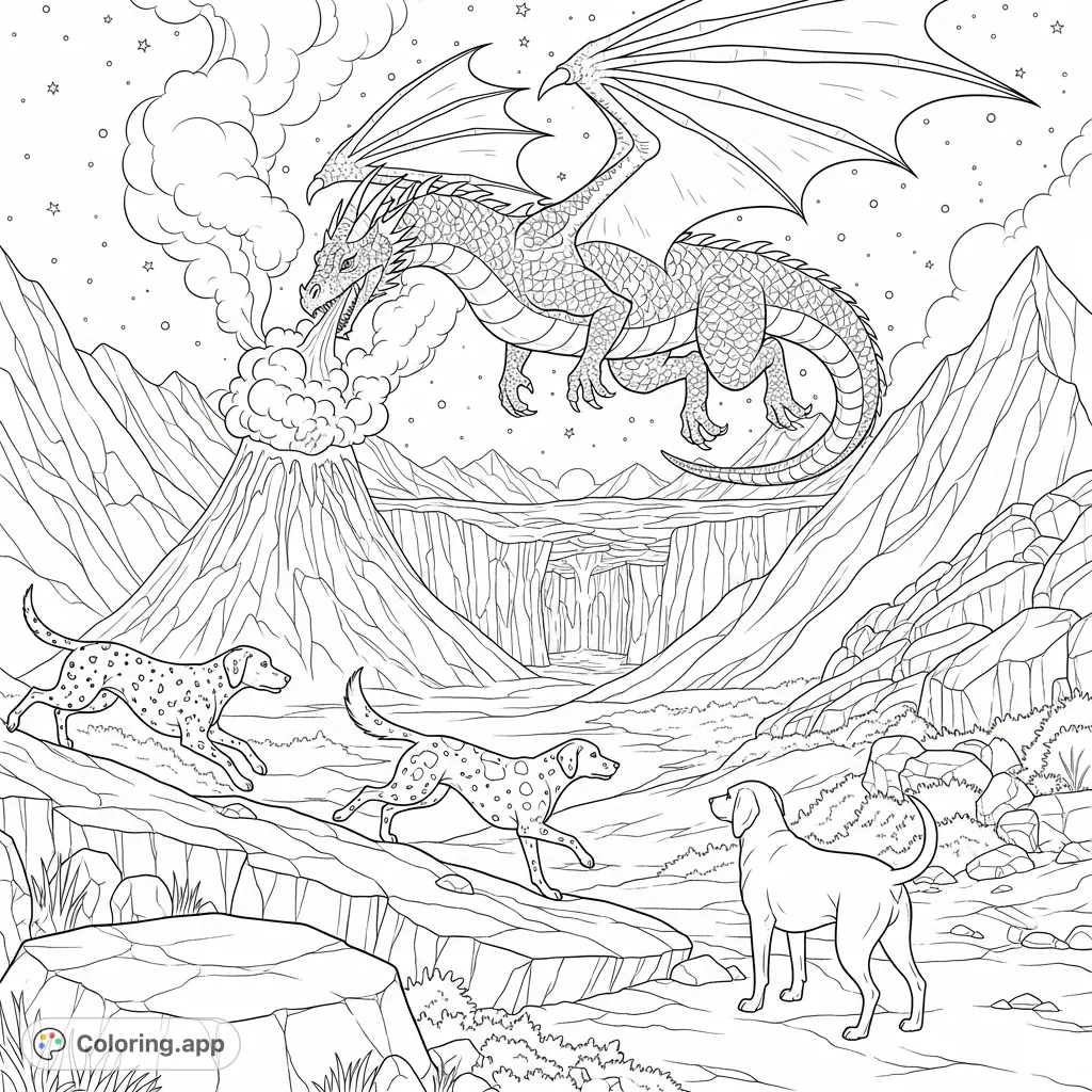 Dragon and Dogs Adventure - Coloring.app