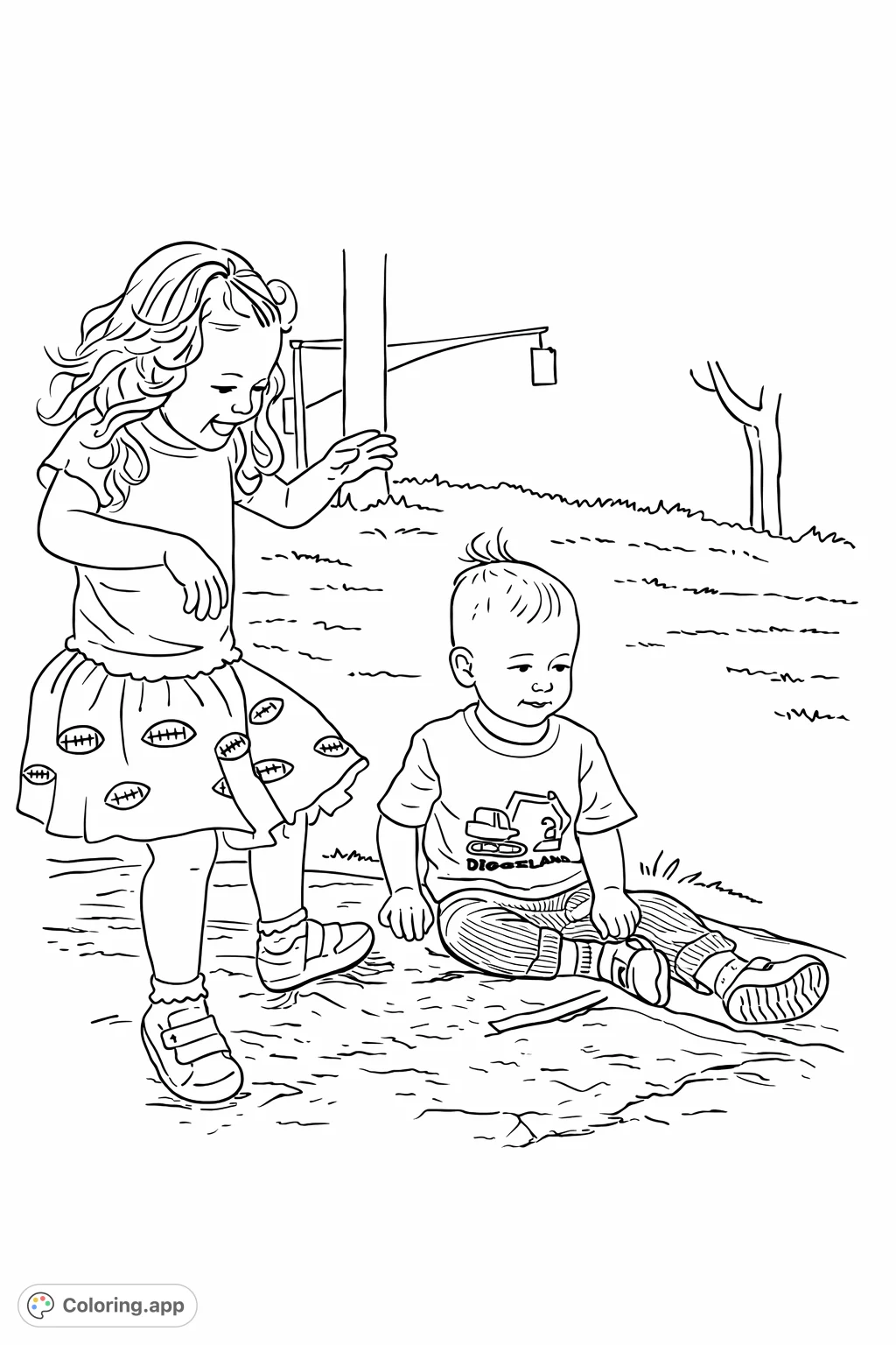 Kids Playing on Rock - Coloring.app