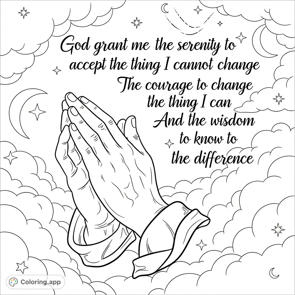 Serenity Prayer Hands - Coloring.app