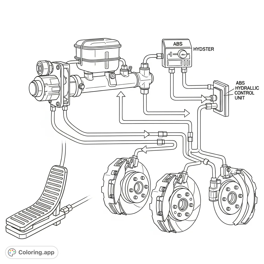 Automotive Brake System Diagram - Coloring.app