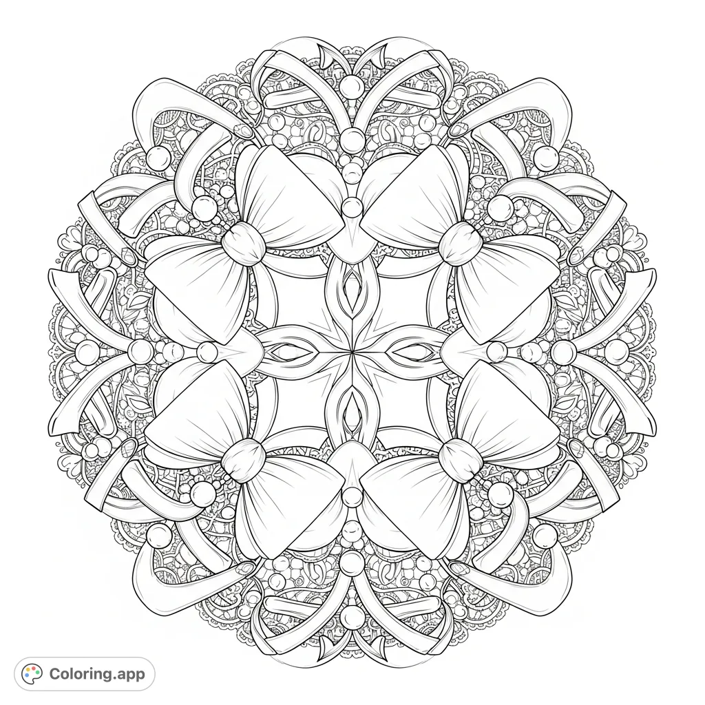 Elegant Bows and Pearls Mandala - Coloring.app