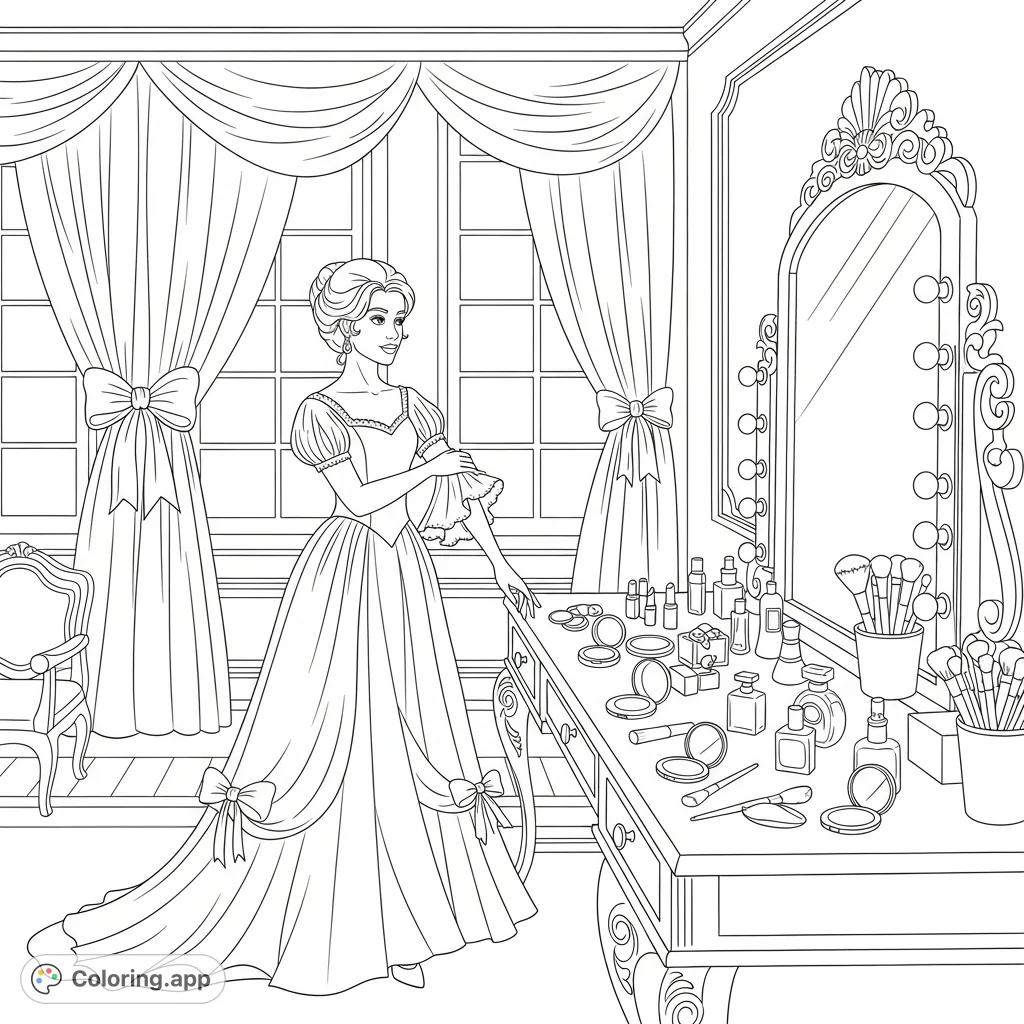 Elegant Dressing Room Scene - Coloring.app