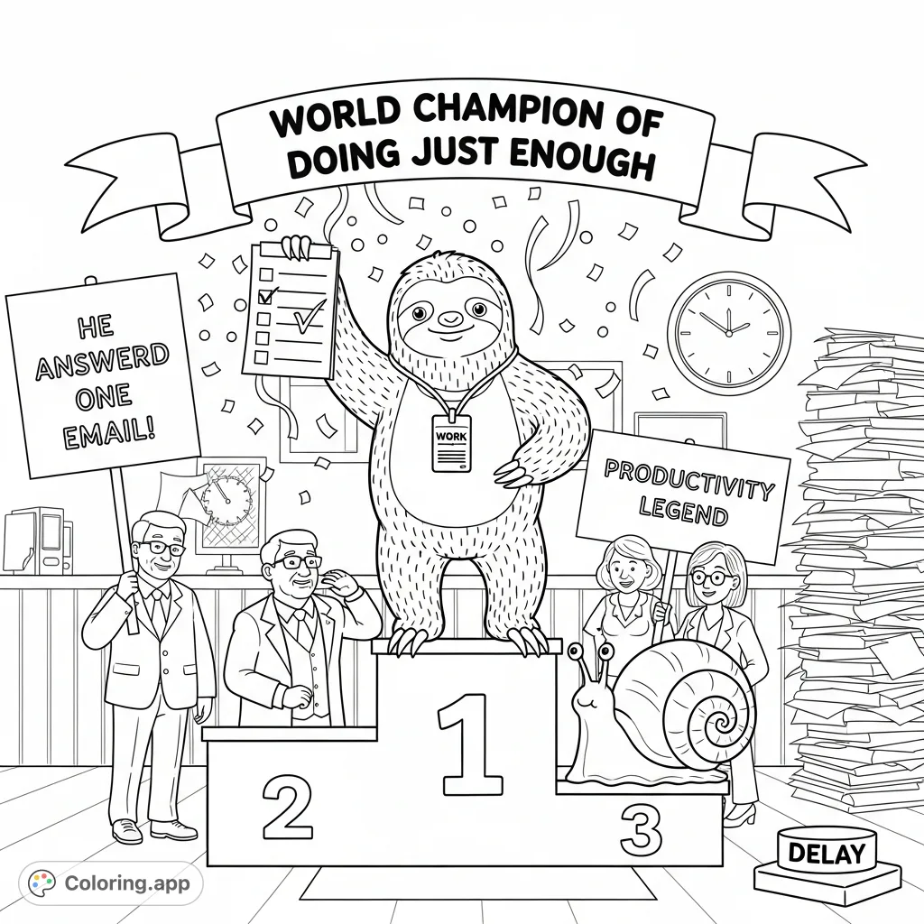 World Champion Sloth - Coloring.app
