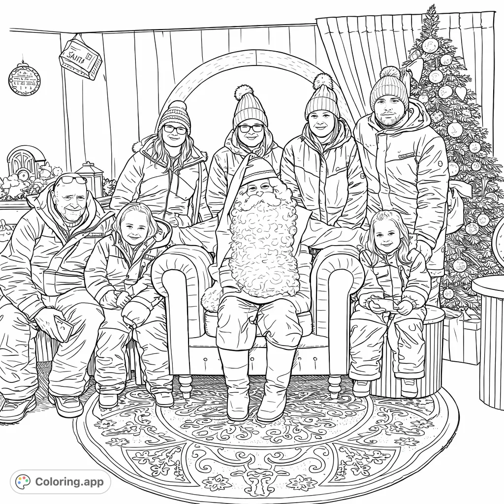 Festive Family with Santa - Coloring.app