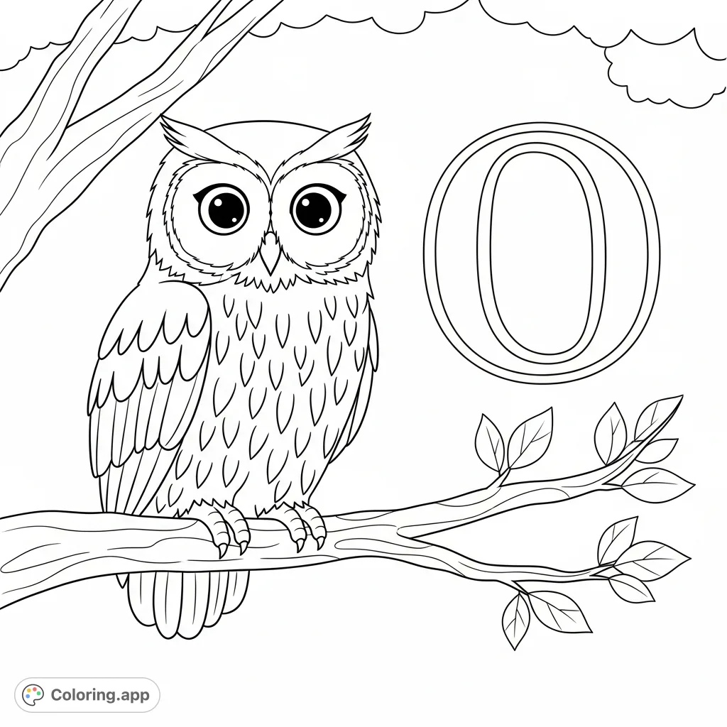 Wise Owl Alphabet O - Coloring.app