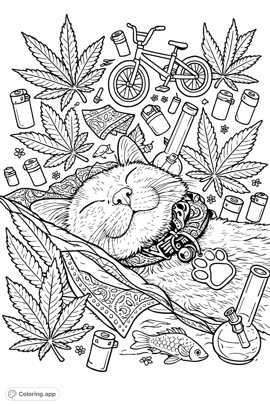 Peaceful Sleeping Cat - Coloring.app