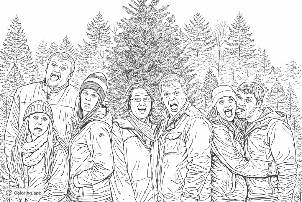 Funny Family Winter Outing - Coloring.app