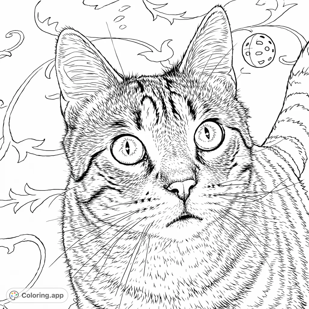 Captivating Tabby Cat Portrait - Coloring.app