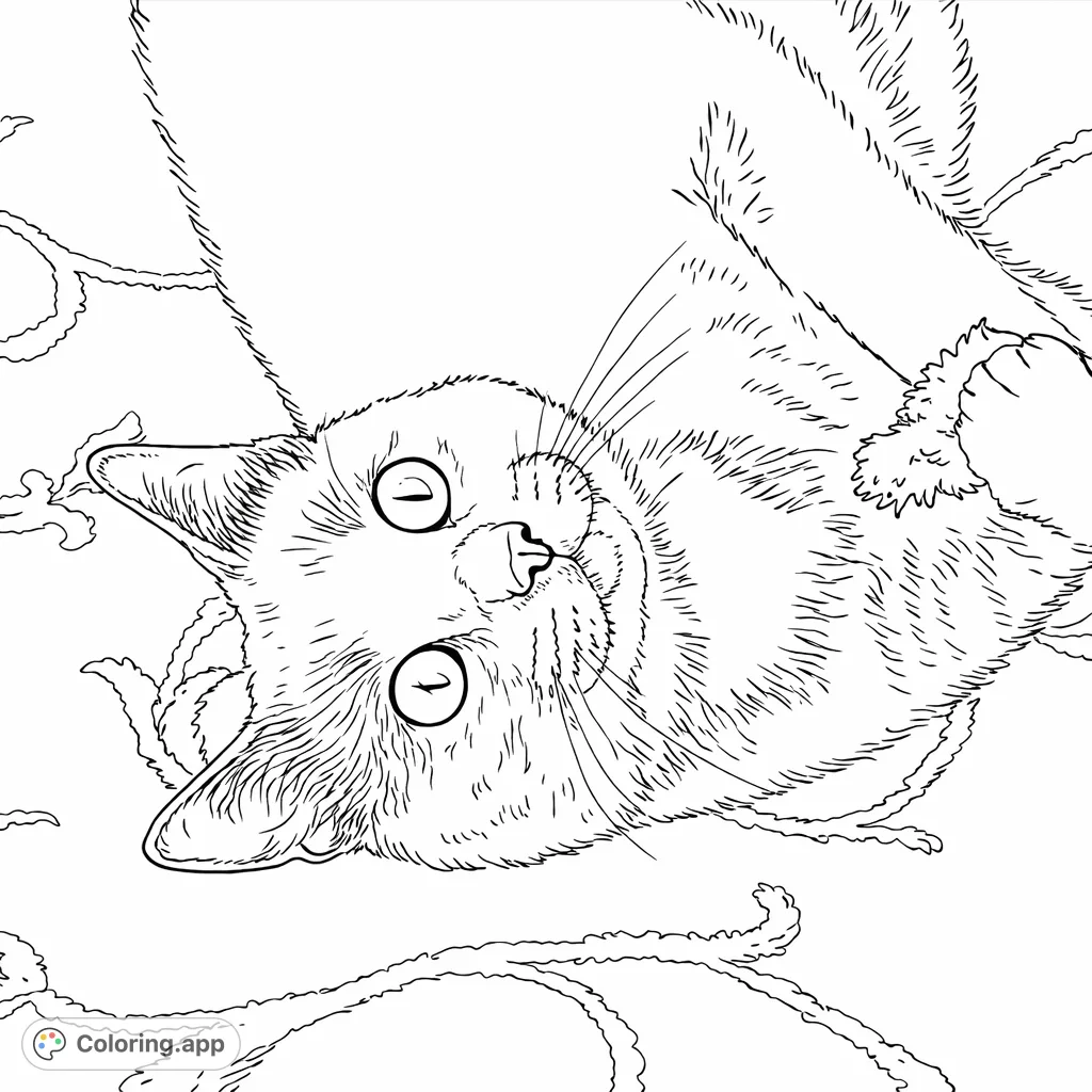 Playful Cat with Toy - Coloring.app
