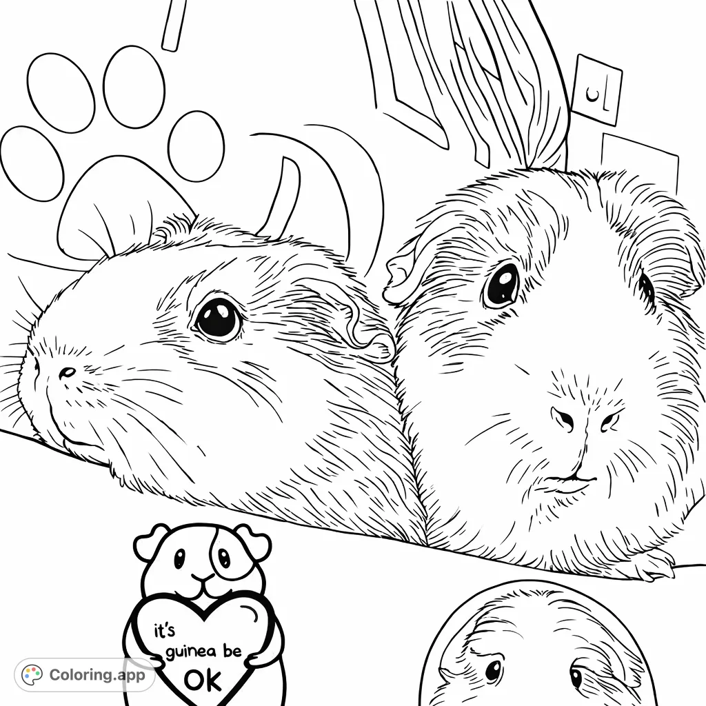 Cozy Guinea Pig Companions - Coloring.app