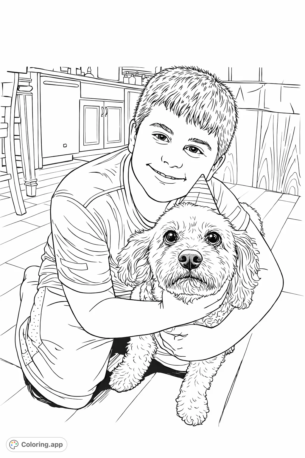 Happy Boy and Puppy Party - Coloring.app