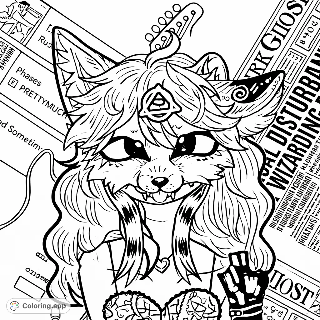 Mystical Fox Character Portrait - Coloring.app