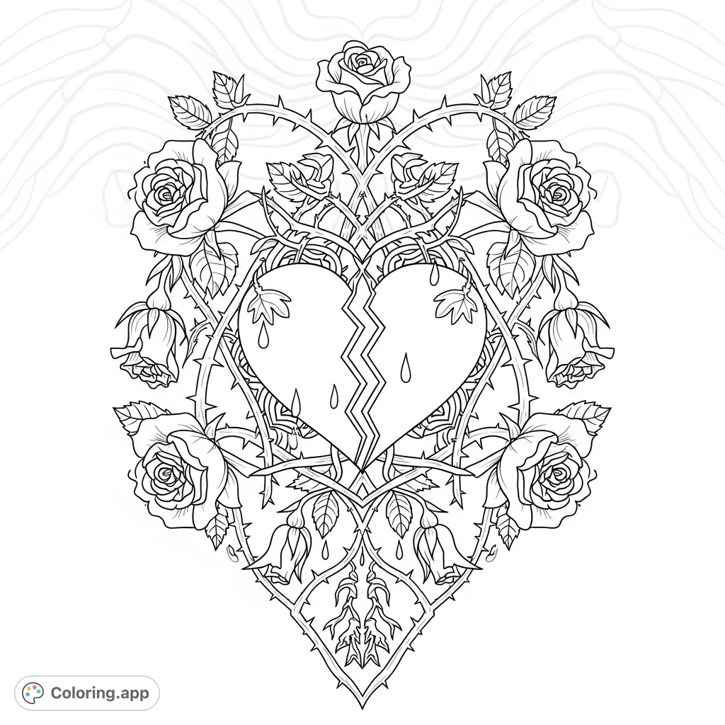Broken Rose Mandala Pattern - Coloring.app