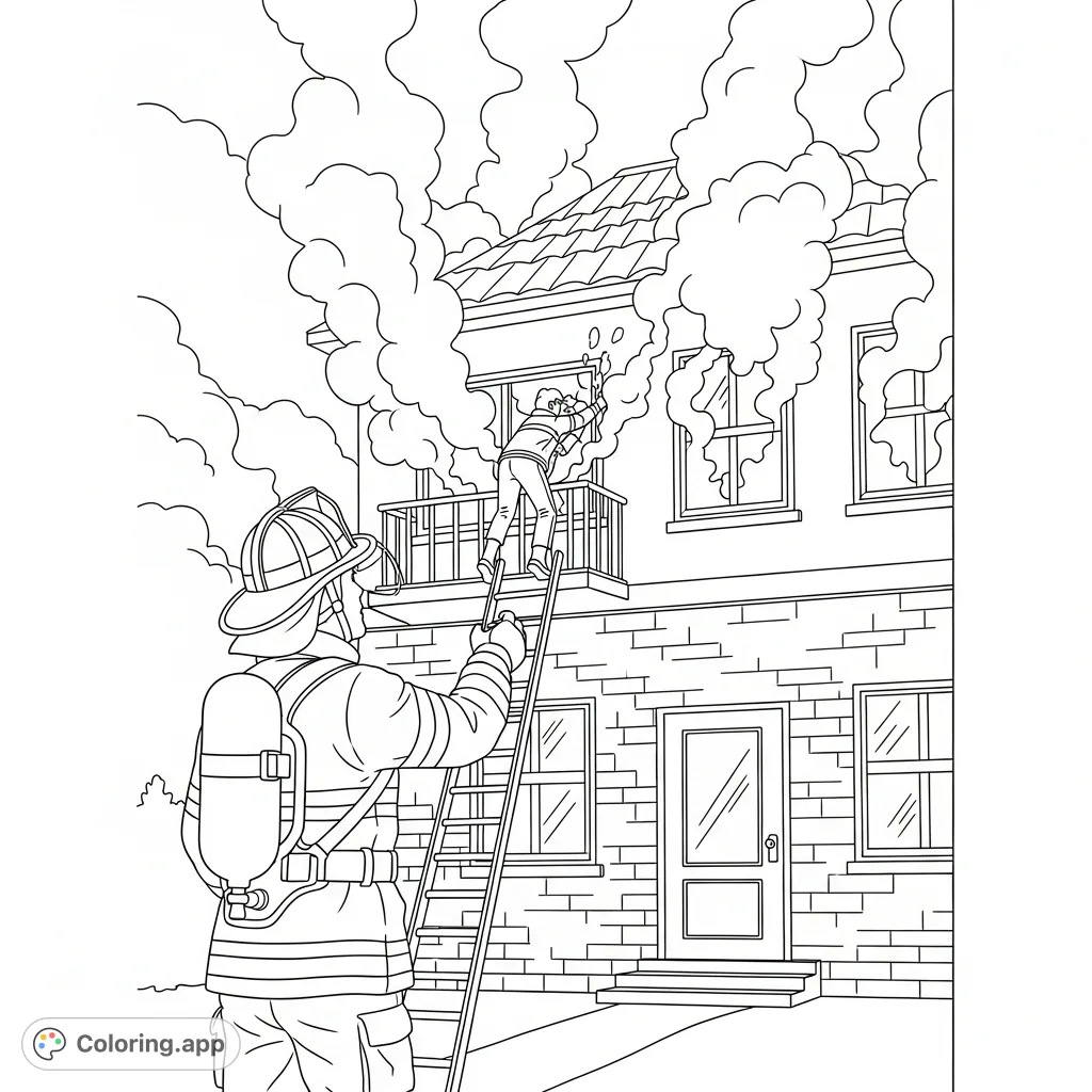 Firefighter House Rescue - Coloring.app