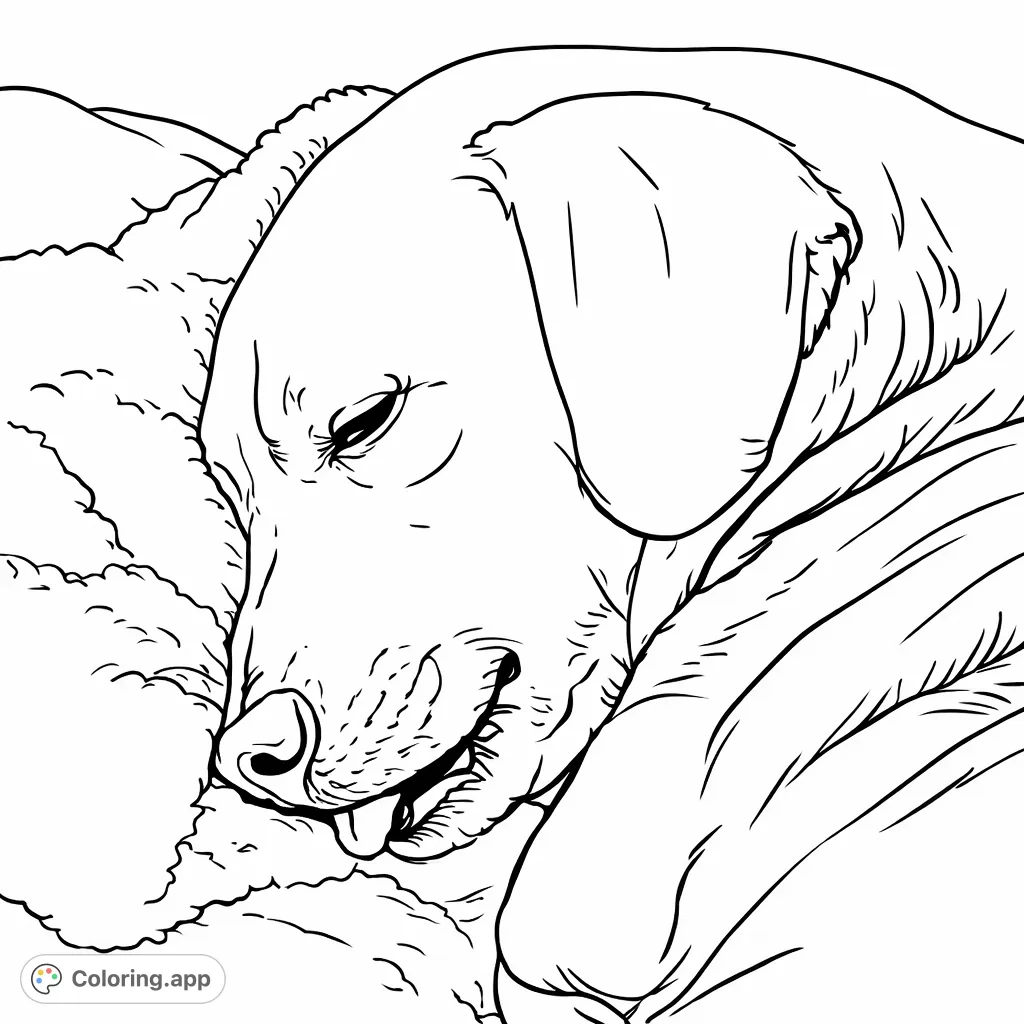 Peaceful Sleeping Dog - Coloring.app