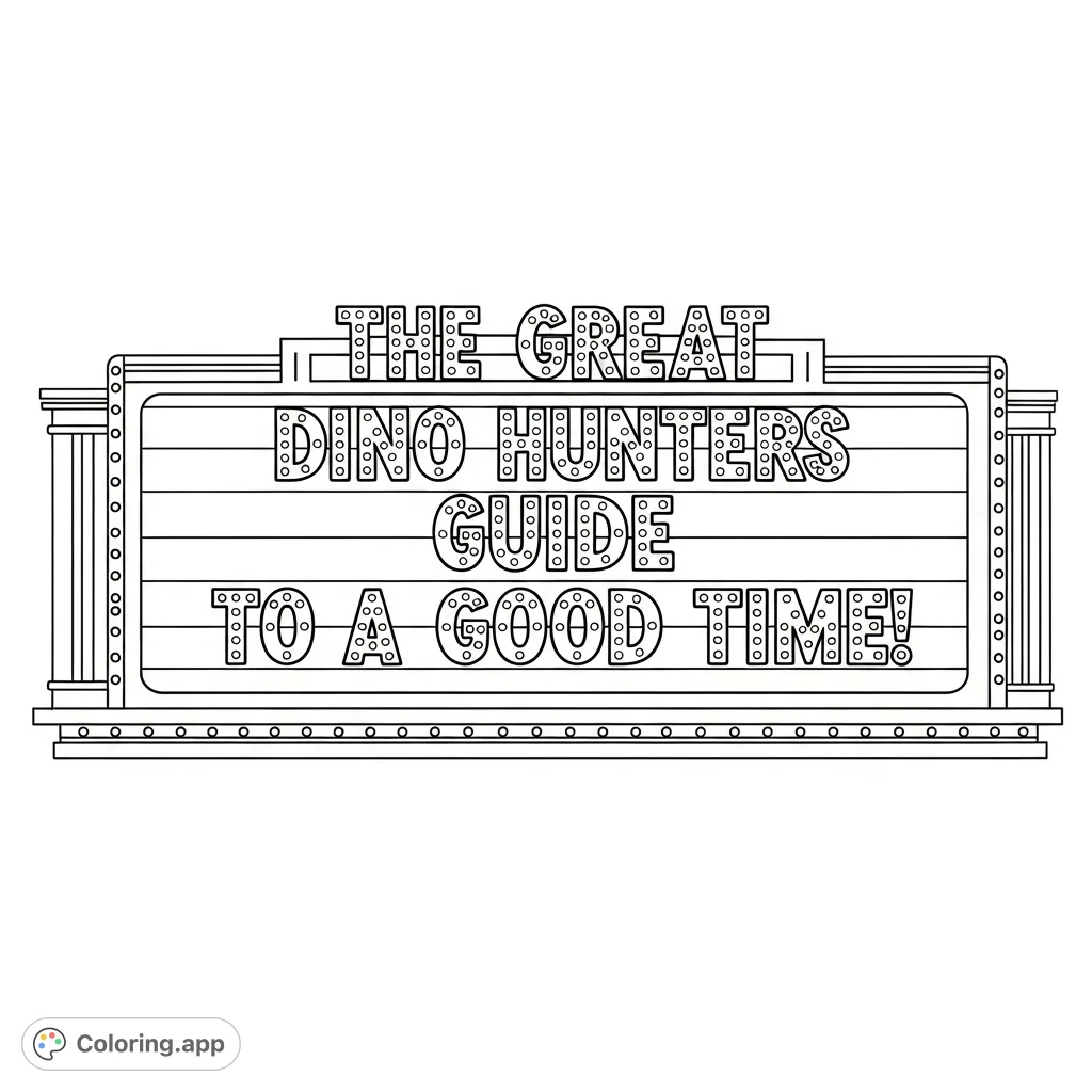 Dino Hunters Marquee Sign - Coloring.app