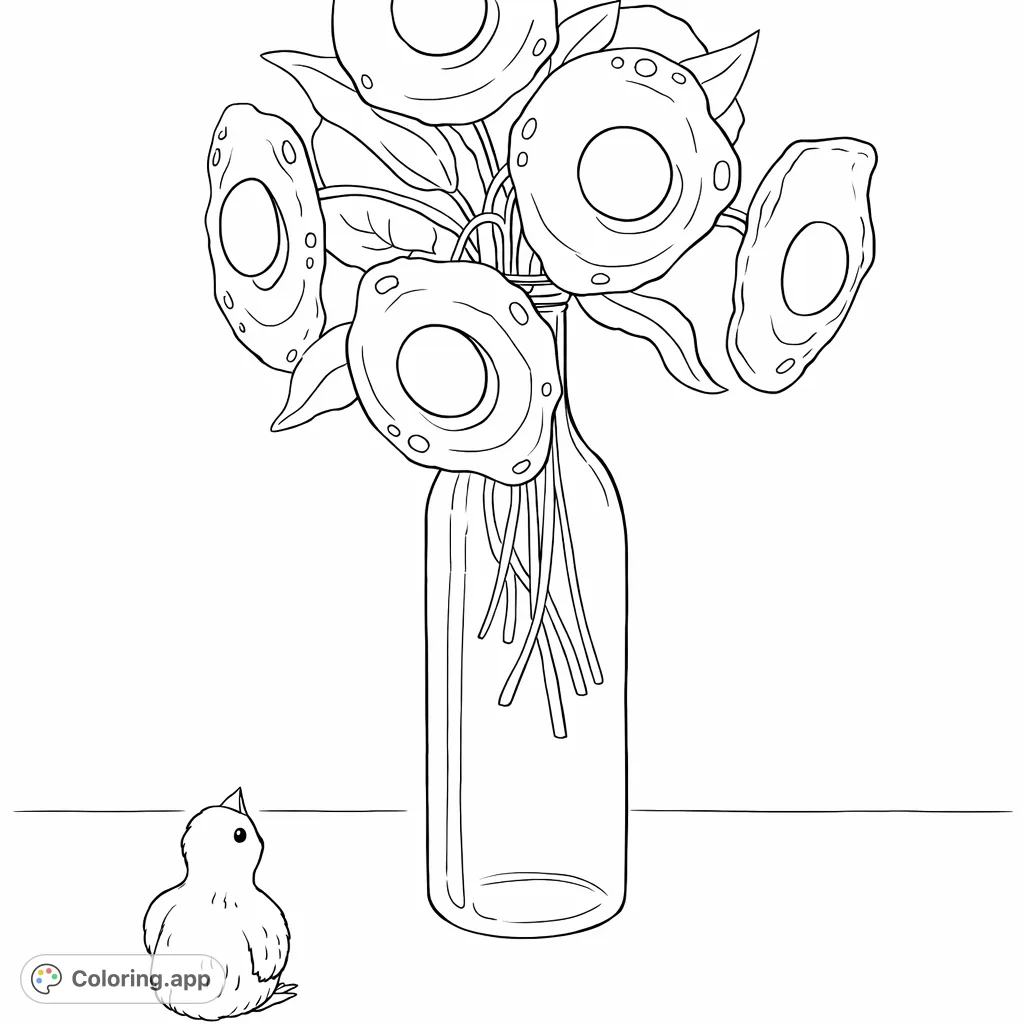 Whimsical Egg Bouquet Still Life - Coloring.app
