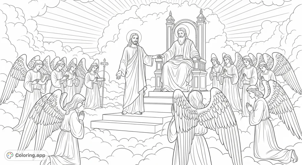 Celestial Worship Scene - Coloring.app