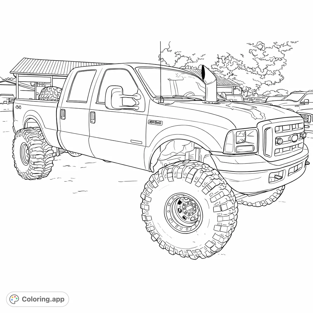 Rugged Lifted Truck - Coloring.app