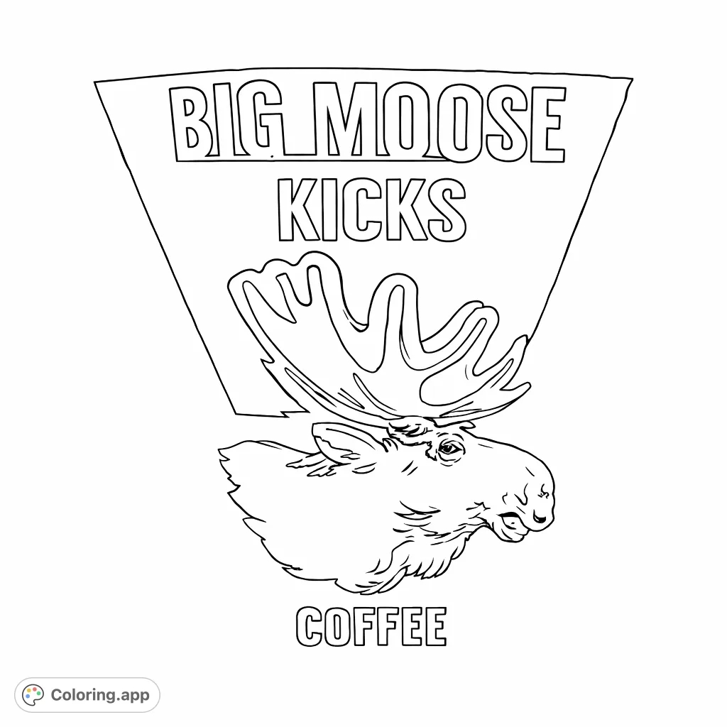 Big Moose Kicks Coffee Logo - Coloring.app